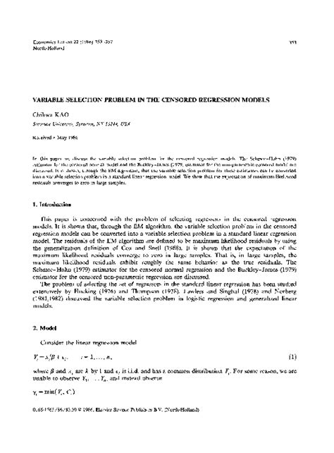 pdf variable selection problem in the censored regression models chihwa kao