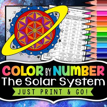 Solar System Color By Number Activity Science Color By Number Worksheet