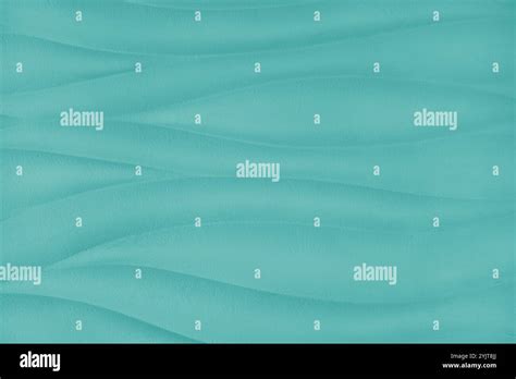 Plaster Wall With Volumetric Relief Surface Wavy Form Pattern Turquoise Gypsum Texture Panel