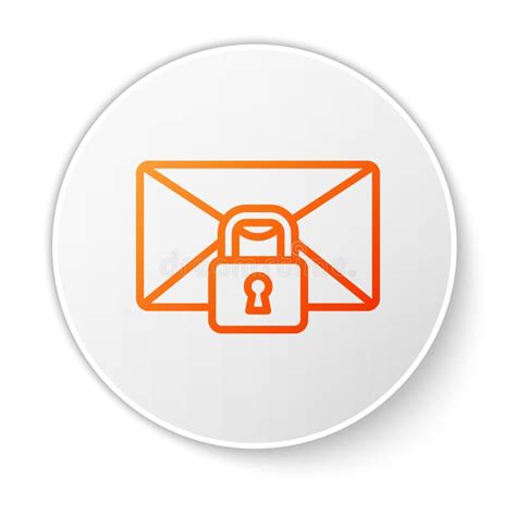 Orange Line Mail Message Lock Password Icon Isolated On White Background Envelope With Padlock