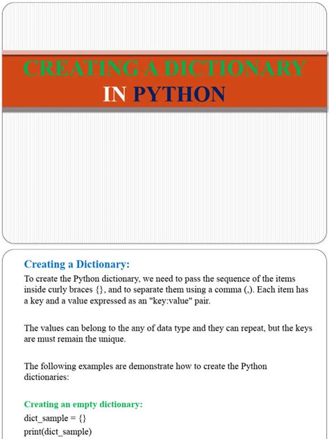 Creating A Dictionary Pdf Parameter Computer Programming