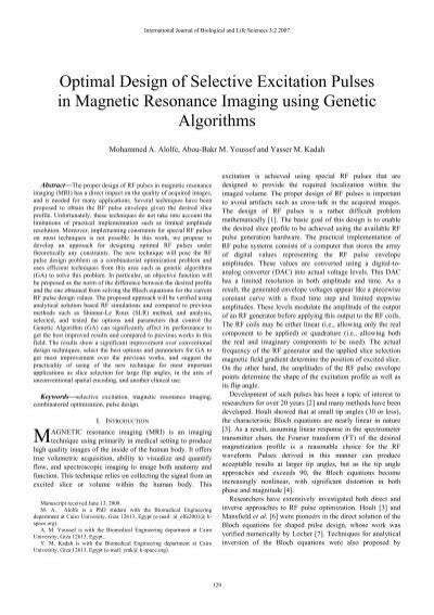 Optimal Design Of Selective Excitation Pulses In Magnetic