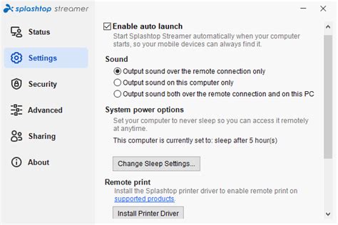Streamer Settings Overview Splashtop Business Support