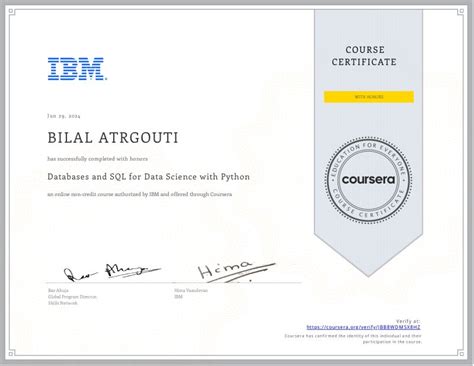 Completed Databases And Sql With Ibm Bilal Atrgouti Posted On The Topic Linkedin