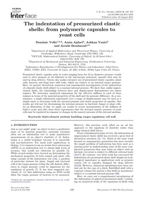 Vella Et Al 2011 The Indentation Of Pressurized Elastic Shells From