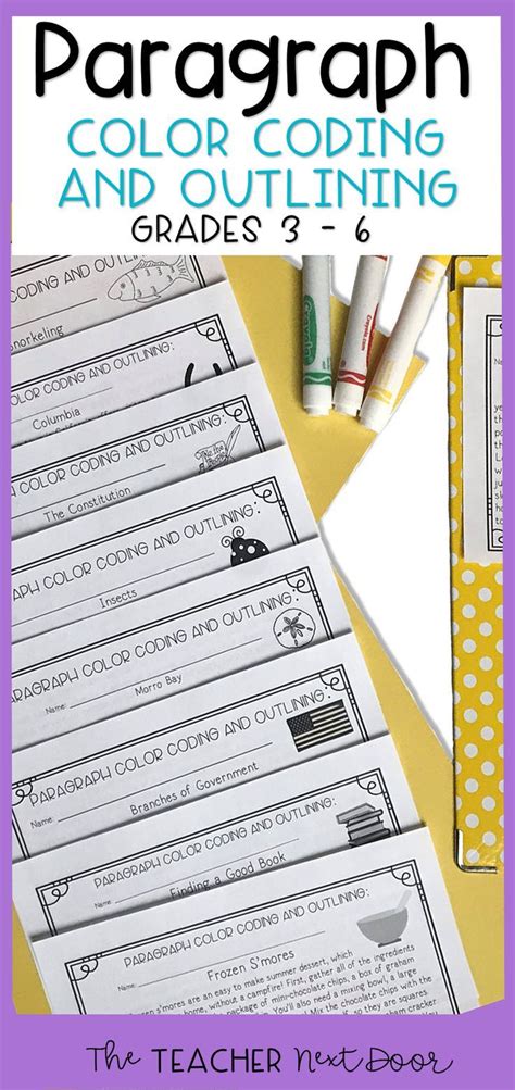 step up to writing color coded paragraph printable sherry j cross