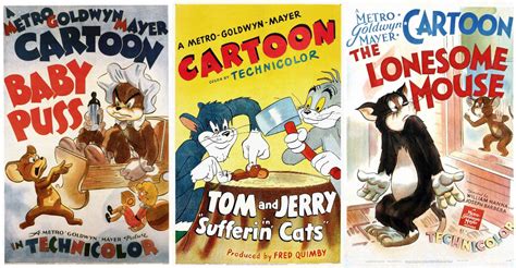 Vintage Posters For The Early ‘tom And Jerry Cartoons In The 1940s