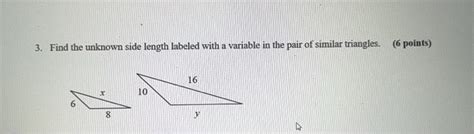 Solved 3 Find The Unknown Side Length Labeled With A
