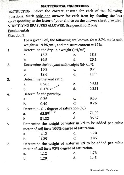 solution geotechnical engineering practice problems with answers