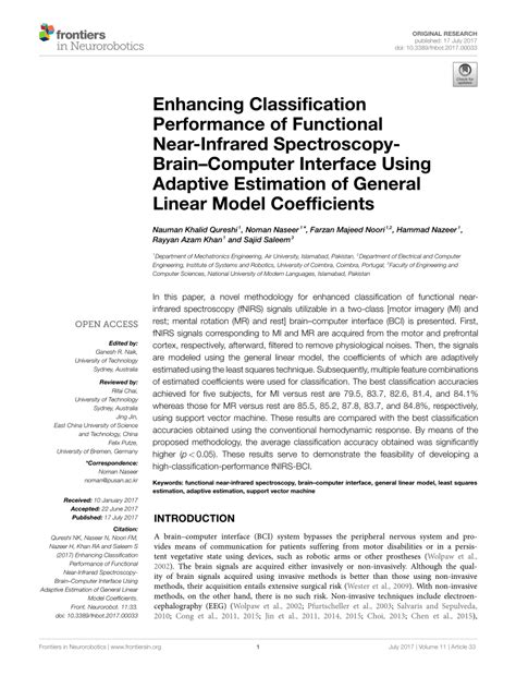 Pdf Enhancing Classification Performance Of Functional Near Infrared