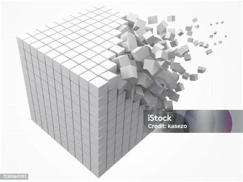 녹이는 데이터 블록 작은 흰색 큐브로 만든 3 차원 픽셀 스타일 벡터 일러스트입니다 블럭에 대한 스톡 벡터 아트 및 기타 이미지 블럭 입방체 모자이크 처리 Istock