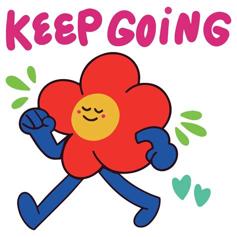 Cute Design Flower Doodle Saying Keep Going Vector Illustration
