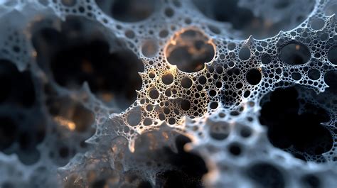 Abstract Cellular Structure With Intricate Interconnected Holes And Contrasting Dark Voids