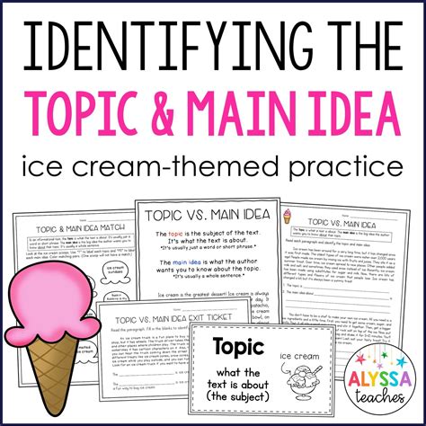 Topic And Main Idea Worksheets Store Alyssa Teaches