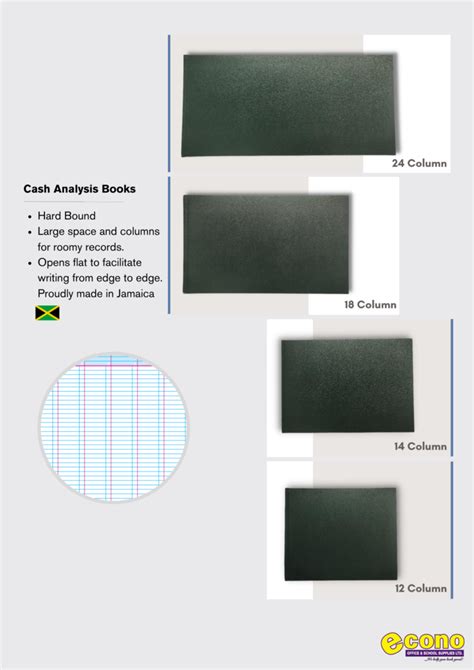 18 Column Cash Analysis Book Econo Office And School Supplies Ltd