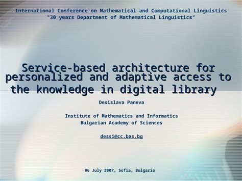 Ppt Service Based Architecture For Personalized And Adaptive Access