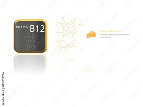 Illustration Of The Molecular Structure Of Vitamin B12 Cobalamin With Iconography Highlighting