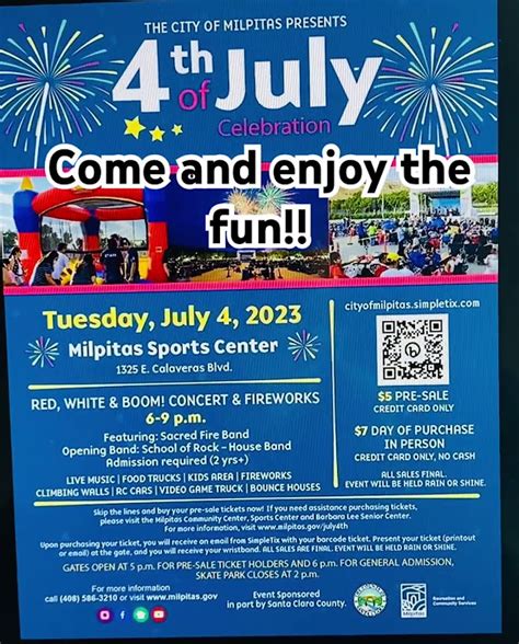 🎉🎉come And Enjoy The 4th Of July Celebration At The Milpitas Sports
