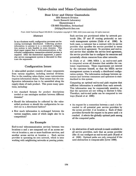 Value Chains And Mass Customization