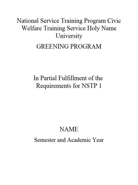 Greening Program Template Pdf