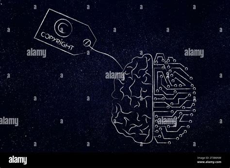 artificial intelligence and authorship conceptual illustration half