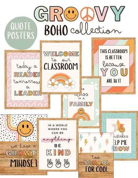 Groovy Boho Classroom Quote Posters Etsy
