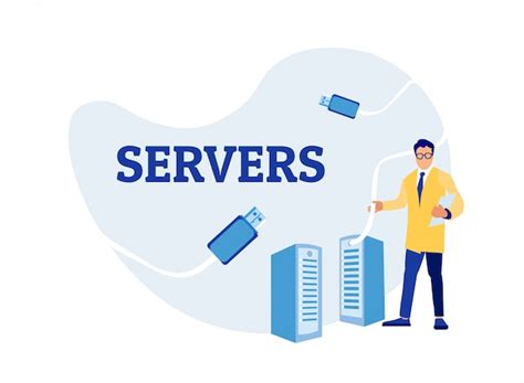 Premium Vector Sysadmin Man Engineer Working With Server Rack