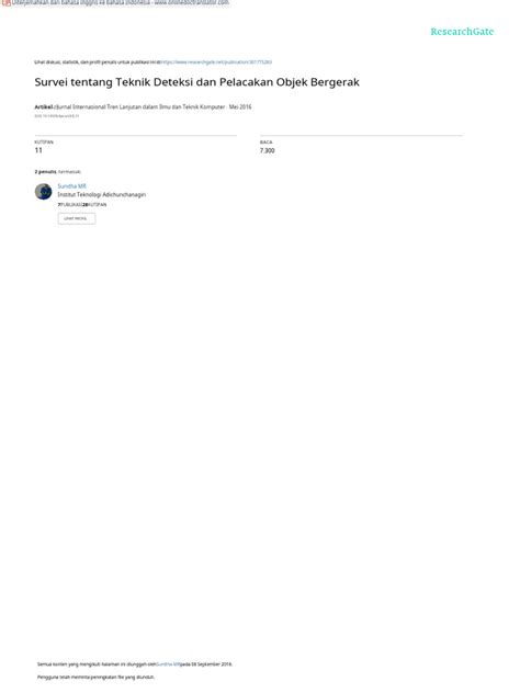 A Survey On Moving Object Detection And Tracking Ten Id Pdf