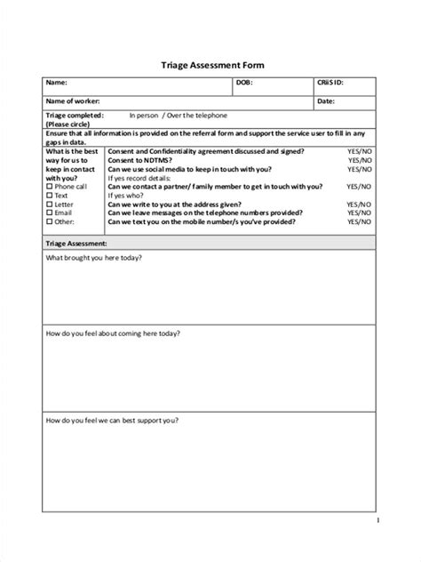Mental Health Triage Assessment Form Form Example Download