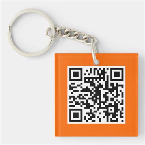 Orange QR CODE Custom Key Chain Zazzle
