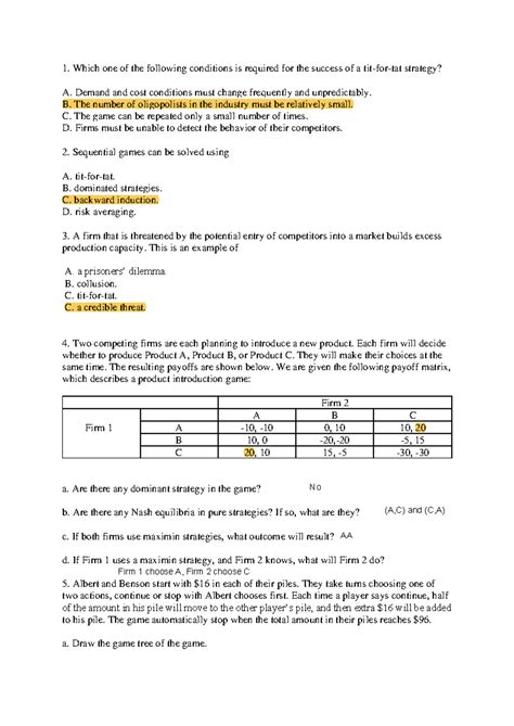 Tutorial Worksheet Week 10 Which One Of The Following Conditions Is Required For The Success
