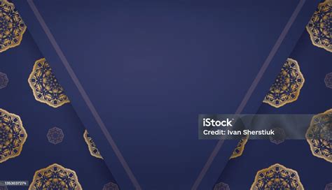 로고 또는 텍스트 아래 디자인을위한 고급스러운 골드 장식과 다크 블루 배너 0명에 대한 스톡 벡터 아트 및 기타 이미지 0명 금선세공 꽃 식물 Istock