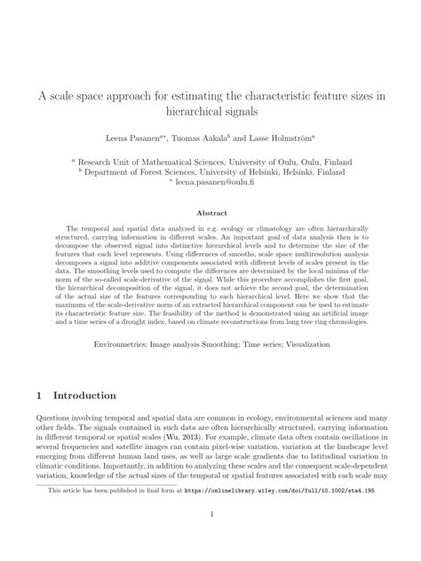 Pdf A Scale Space Approach For Estimating The Characteristic Feature Sizes In Hierarchical