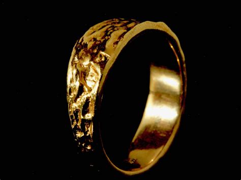 Gold Wedding Ring Set Tree Bark Rings Gold Black Diamond Tree Etsy