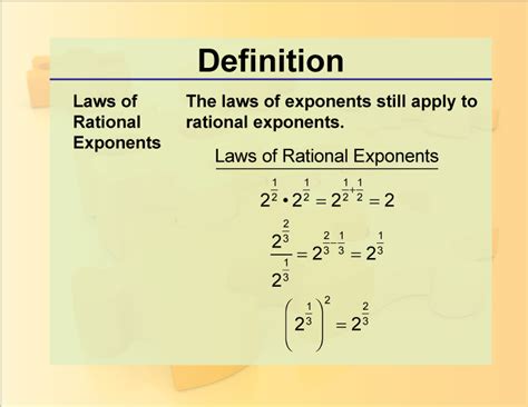 Definition Rationals And Radicals Laws Of Rational Exponents Media4math