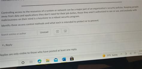 Solved Identify Three Access Control Methods And What Each