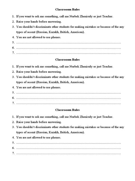 Classrooom Rules Pdf