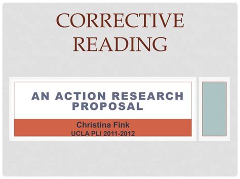 Corrective Reading Action Research Ppt