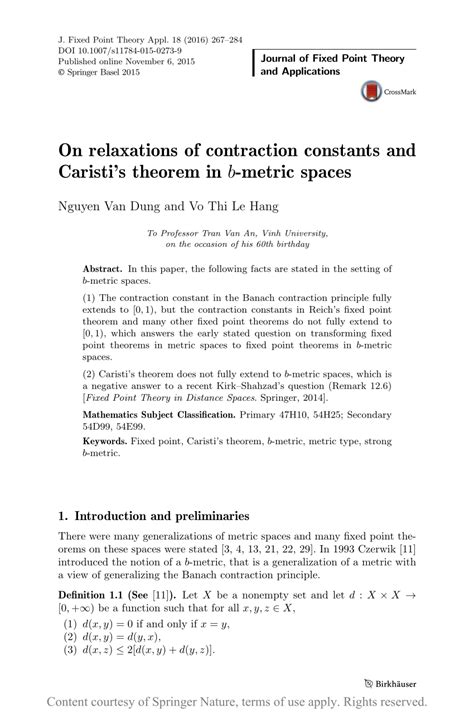 On Relaxations Of Contraction Constants And Caristis Theorem In B Metric Spaces Request Pdf