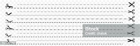 점선이 있는 용지 절단 아이콘입니다 컷 선이 있는 벡터 가위 절단 가위의 벡터 세트입니다 가위에 대한 스톡 벡터 아트 및 기타 이미지 Istock