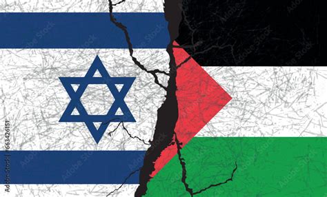 Crack In Israeli Flag And Palestinian National Flags National Flags Of