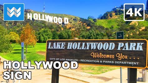 4k Hollywood Sign Lake Hollywood Park In Los Angeles California Usa