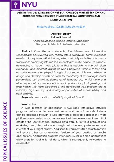 Pdf Design And Development Of Web Platform For Wireless Sensor And Actuator Networks Used In
