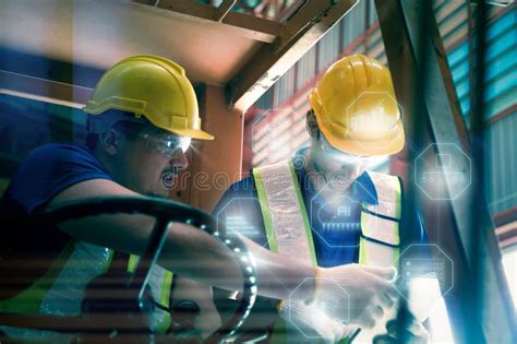 Team Of Engineers Use Tablet With Visualize Screen Of The Data Statistic With Ai Technology In