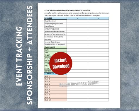 Corporate Event Template Tracking Sponsorship Requests Editable