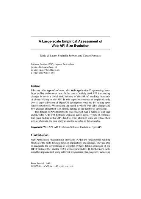 Pdf A Large Scale Empirical Assessment Of Web Api Size Evolution