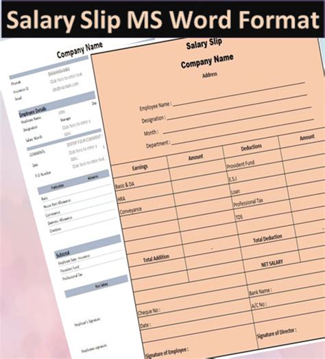 Sample Salary Slip Format In Word Templates Artofit