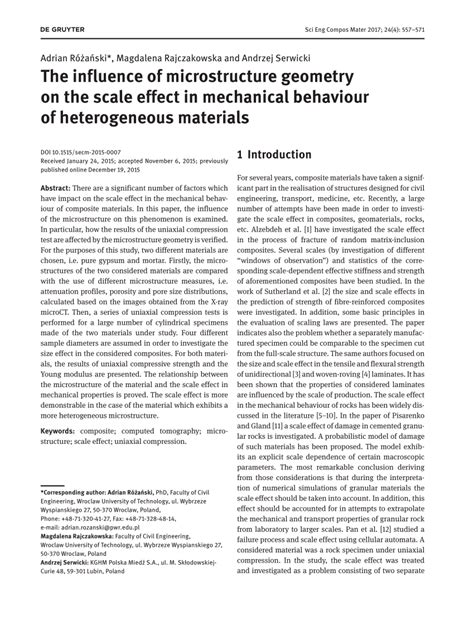 Pdf The Influence Of Microstructure Geometry On The Scale Effect In