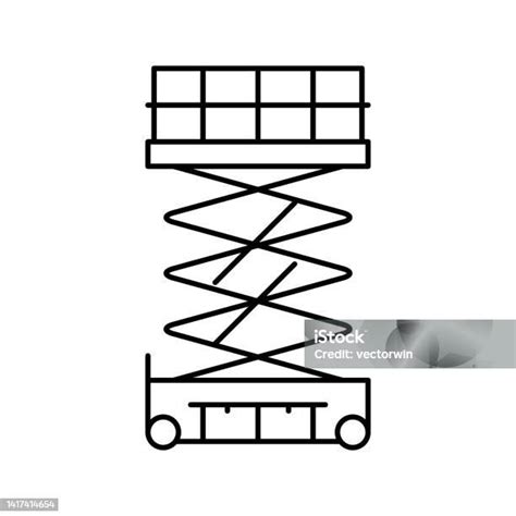 가위 리프트 건설 자동차 차량 라인 아이콘 벡터 일러스트 레이 션 0명에 대한 스톡 벡터 아트 및 기타 이미지 0명 공장 산업 건물 귀여운 Istock
