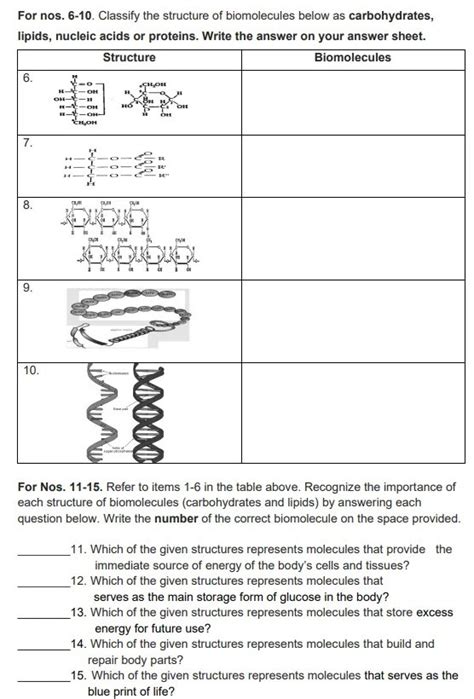 SOLVED For Nos Classify The Structure Of Biomolecules Below As Carbohydrates Lipids